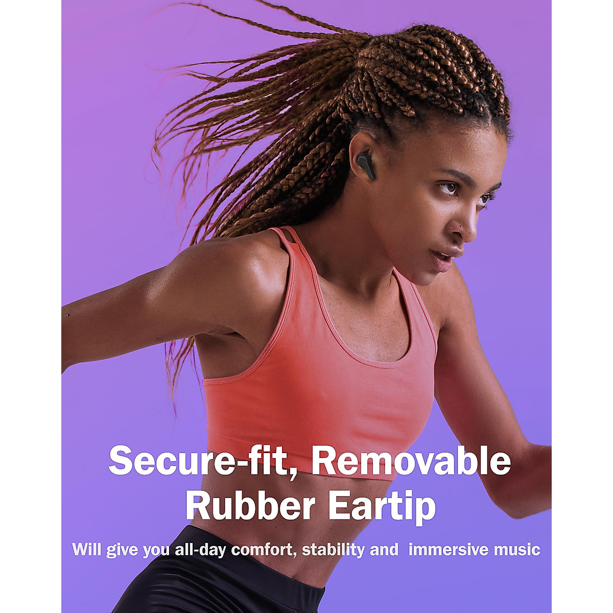 autrebits Wireless Earbuds iOS/Android, Earbuds 26H Playback Bluetooth 5.2 Headphones in Ear Lightweight with Powerful Sound Charging-case Eartips IPX4 Waterproof for Workout Relaxing, Black