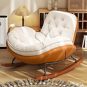 Outdoor Rocking Chair, Indoor & Outdoor Backyard Furniture Rocking Chair, Patio Rocker Recliner Chair for Balcony Front Porch Garden Living Room, Comfortable Upholstered Rocking Chair ( Color : Orange