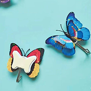 Generic 8 Pcs Self Adhesive Hooks,Butterfly Wall Hooks Hanger, Bathroom Hooks,Household Storage Hooks,Stick on Hooks for Kitchen Bathroom,Glass Window Hanging Suction Cups Sucker, werf13
