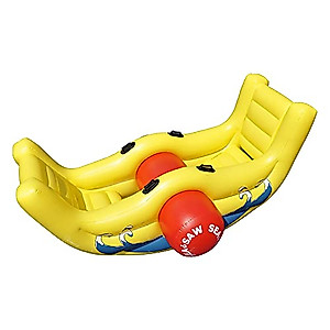 Swimline 9058 Giant Inflatable Sea-Saw Water Rocker 2 Person Swimming Pool Float with Built-in Handles for Kids and Adults, Yellow (3 Pack)