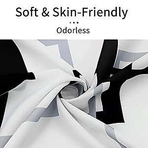 Gibelle Geometric Fabric Shower Curtain Set, Abstract Mid Century Modern Minimalist Waterproof Shower Curtain for Bathroom Decor, 72 x 72, Black and White Black Grey