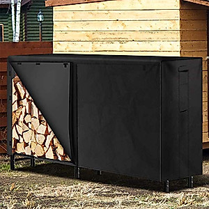 Amagabeli 8ft Firewood Log Rack Cover Bundle Firewood Rack Indoor Carrier Metal