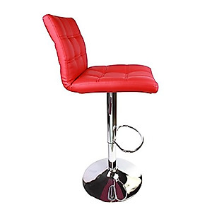 koonlert14 Contemporary Bar Stools Hight Adjustable Seat Hydraulic 360 Degree Swivel Sturdy Steel Frame Quadrate cushion Seat Dining Chair Bar Pub Stool Home Office Furniture - Set of 4 Red #1935rd