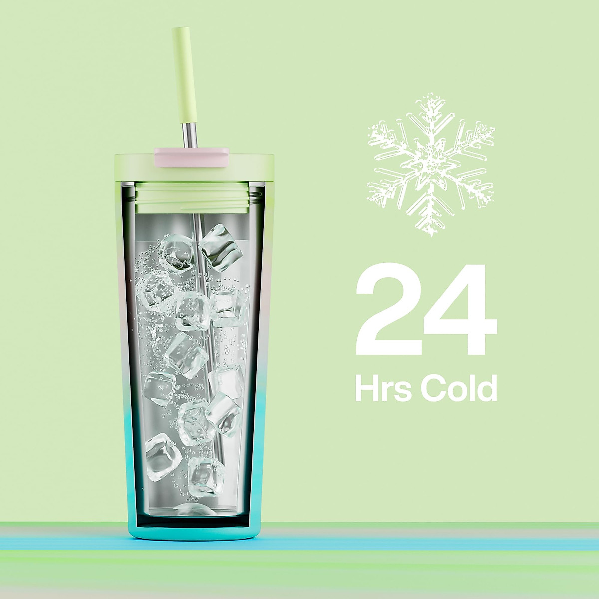 ENCOOL 24 oz Insulated Tumbler with Lid and Straw, 100% Leakproof Travel Coffee Mug, Stainless Steel Coffee Tumbler, Keeps Cold for 24 Hours or Hot for 8 Hours, Car Cup Holder Friendly (Fairy)