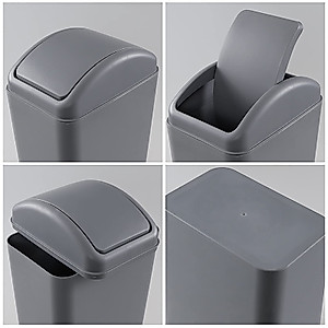 Waikhomes 3.5 Gallon Plastic Trash Can with Swing Lid, Slim Garbage Bin, 1 Pack, Grey, F