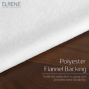 Elrene Home Fashions Monterey Linen Inspired Water- and Stain-Resistant Vinyl Tablecloth with Flannel Backing, 52 inches X 70 inches, Rectangle, Ivory