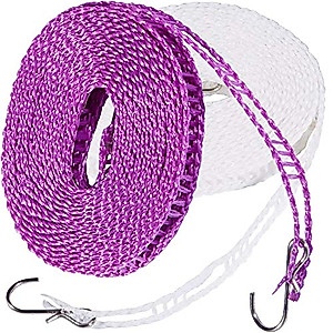 Foshine 2 Pack Clotheslines 1.64ft Length Camping Clothesline Clothes White Purple Drying Rope Portable Windproof Travel 5m Clothesline for Indoor Outdoor Laundry Perfect Windproof Clothes Line