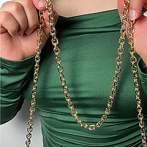 Rolo Purse Chain Diamond Cut Crossbody Shoulder Strap (9mm) Polished - Gold (40" / 100cm)