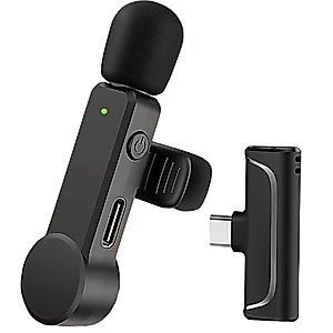 EZColoris Wireless Microphone for Android Phone USB C Mic 10H Battery Lapel Wireless Lavalier Microphone Noise Canceling Mic Video Recording Stream Interview