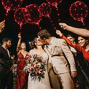 Red Light up Balloons, 7 Packs 20 Inch Bobo Balloons with 10ft Lights for Birthday Graduation Party Wedding Valentines Day Christmas Decoration (Red)