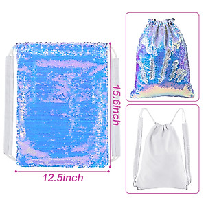 MHJY Sparkly Drawstring Backpack Mermaid Sequin Dance Bag Sports Gym Beach Swim Backpack Birthday Easter Gift Bag