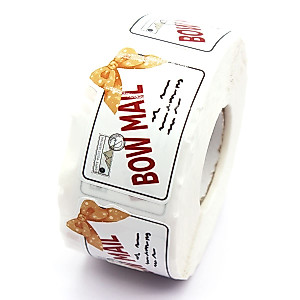 Bow Mail Stickers,Thank You Stickers,Handmade Stickers,Small Shop Stickers,Envelopes Stickers for Small Business, Online Retailers,Handmade Goods,500 Labels Per Roll