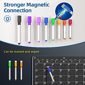 Acrylic Magnetic Calendar for Fridge, Clear Dry Erase Board Reusable Planning Set, Includes 8 Colorful Markers,Magnetic Pen Holder and Erase Towel (Monthly Planner+Weekly Planner)