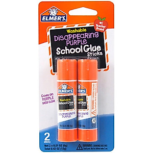 Elmer's bundle Washable Liquid School Glue, White, Dries Clear, 4 fl oz Plus Disappearing Purple Elmer's School Glue Stick, 7g, 2pk