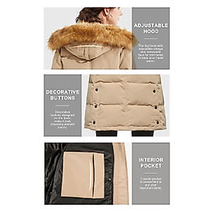 Orolay Women's Thickened Down Coat with Adjustable Hood Warm Winter Jacket Beige