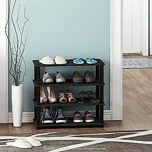 Furinno Turn-S-Tube 4-Tier Shoe Rack, Espresso/Black