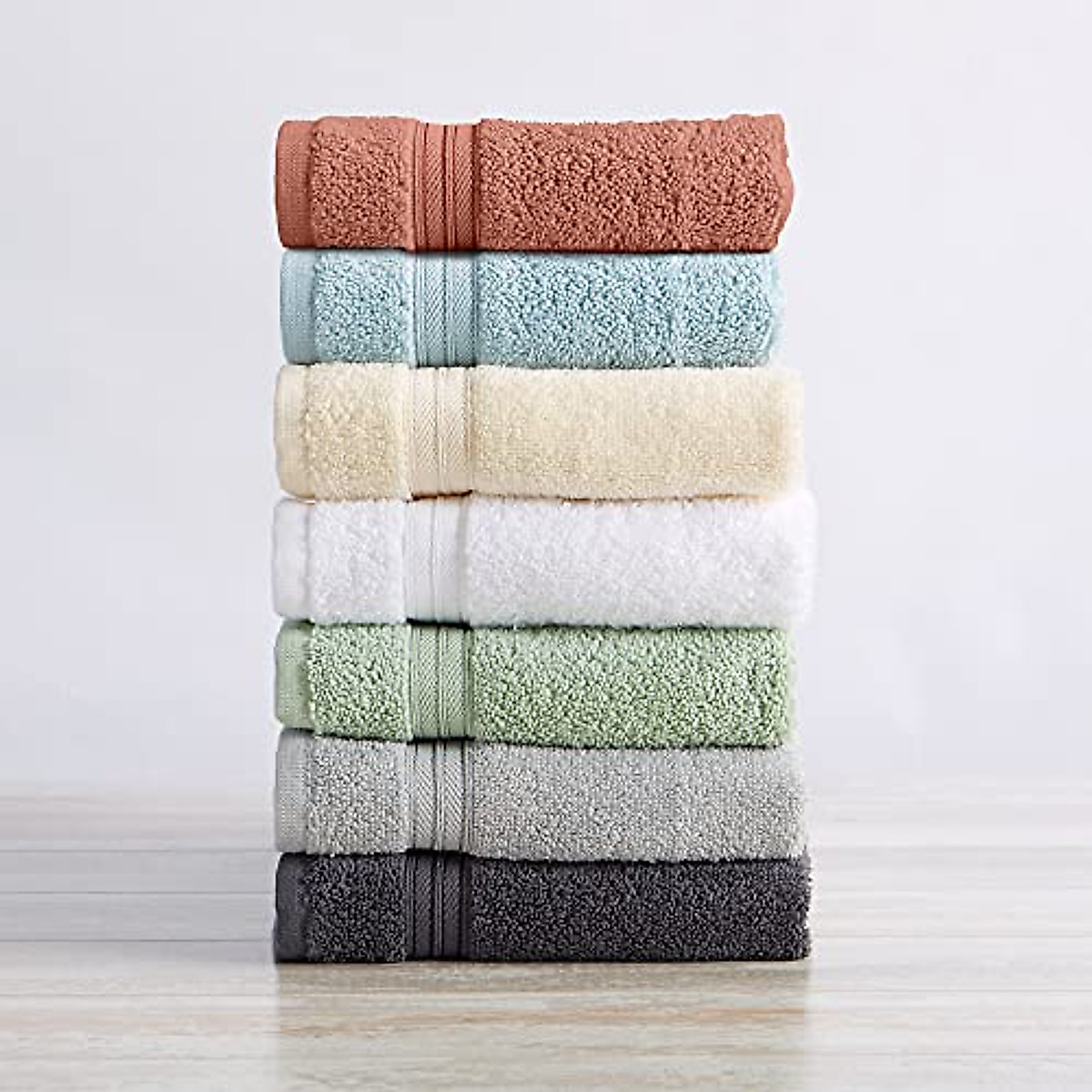 Great Bay Home 6-Piece Towel Set. 100% Cotton Bathroom Towels. Absorbent Quick-Dry Towels for Home. Set Includes 2 Bath, 2 Hand, and 2 Wash. Cooper Collection (6 Piece Set, Light Grey)