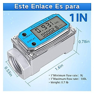 Flow Meter Digital Water Flow Meter Digital LCD Display with NPT Counter and FNPT Thread Gas Oil Fuel Flowmeter (1 Inch) High Stability and Convenient Operation