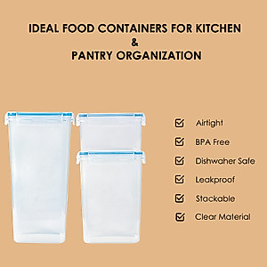 Airtight Food Storage Containers, 12 pcs BPA-Free Clear Cereal Containers, Plastic Canisters with Lids for Kitchen & Pantry Organization, Ideal for Cereal, Rice, Flour & Sugar, Grains, Beans