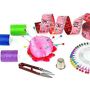 2Pcs Mini Sewing Scissors Clipper with 2Pcs Leather Scissors Sheath Cover Small Embroidery Thread Thrum Yarn Trimming Nipper U-Shaded Craft Cross Stitch Scissors for DIY Supplies(Dark Blue/Dark Red)