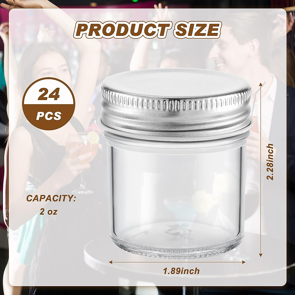 24 Pcs Mini Mason Jar Shot Glasses 2 oz Mason Jars with Lids Leak Proof for Shots, Drinks, Favors, Candles, Desserts, Crafts, Juice, Beer and Party