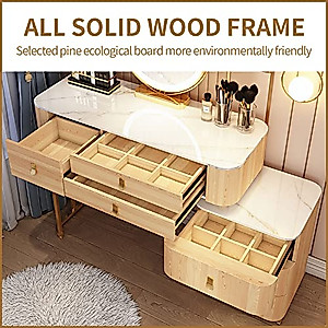 Women Dressing Table with Mirror and Lights,Makeup Vanity with 6 Drawers, Chair,Cabinet, Vanity Mirror with 3-Color Touch Screen Lighted,Makeup Desk for Bedroom (Gray, 47inch)