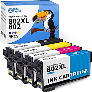 Kolor Expert Remanufactured T802 Ink Cartridge Replacement for Epson 802XL 802 T802XL Work with Epson Workforce Pro WF-4740 WF-4730 WF-4720 WF-4734 EC-4020 EC-4030