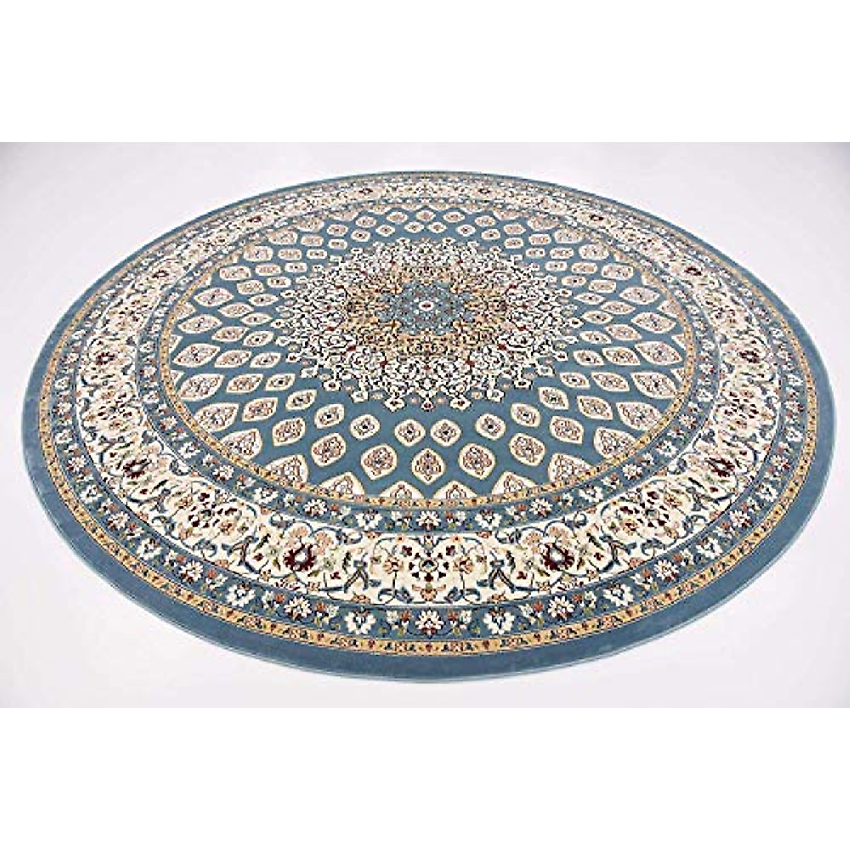 Unique Loom Narenj Collection Classic Traditional Textured Medallion Pattern Design Area Rug, 10' Round, Blue/Burgundy