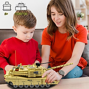Gonli Military Building Toys for Kids 1053 Pieces US Army M1A2 Main Battle Tank Building Blocks Bricks WW2 Army Tank Model Kits