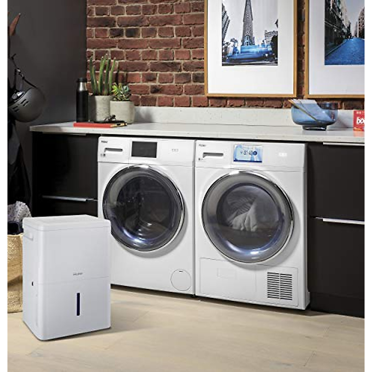 Haier 50 Pint Portable Dehumidifier with Pump, Perfect for Bedroom, Basement & Garage, Ideal for High Humidity or Wet Areas, Built-in Pump, Energy Star Certified, White