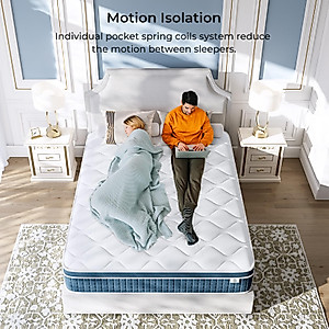 koorlian Twin XL Mattress, 10 Inch Hybrid Mattress Twin XL with Individual Pocket Springs and Pressure-Relieving Memory Foam, Breathable, Medium Firm Mattress in a Box 80"x39"x10"