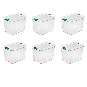 Sterilite 25 Qt./24 L Latching Box Clears, Quart, White, 6 Piece