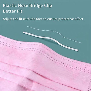 Generic 50 Pack Pink Disposable Face Mask for Adults, Solid Pink Breathable 3-Ply Earloop Full Face Protection for Women & Teen Girls