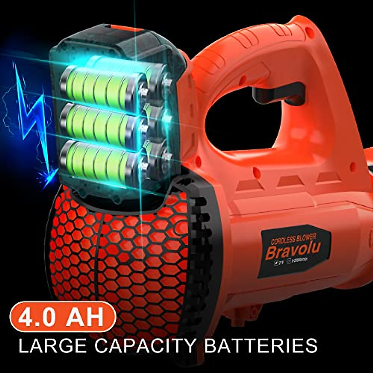 Cordless Leaf Blower, 350 CFM 150 MPH Battery Powered Leaf Blower with 4.0Ah Battery and Charger, 6 Speed Dial, 2 Adjustable Tubes, 21V Battery Leaf Blower for Lawn Care, Yard, Snow Debris and Dust