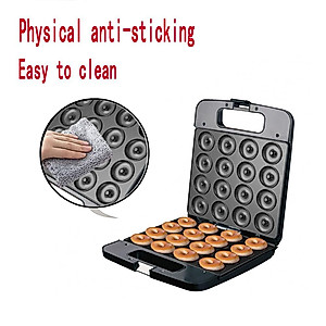 Mini Pancakes Maker, Mini Donut Maker Machine for Breakfast, Snacks, Desserts & More With Non-stick Surface, Cake Machine, Double-Sided Heating Makes 16 Doughnuts (black New)