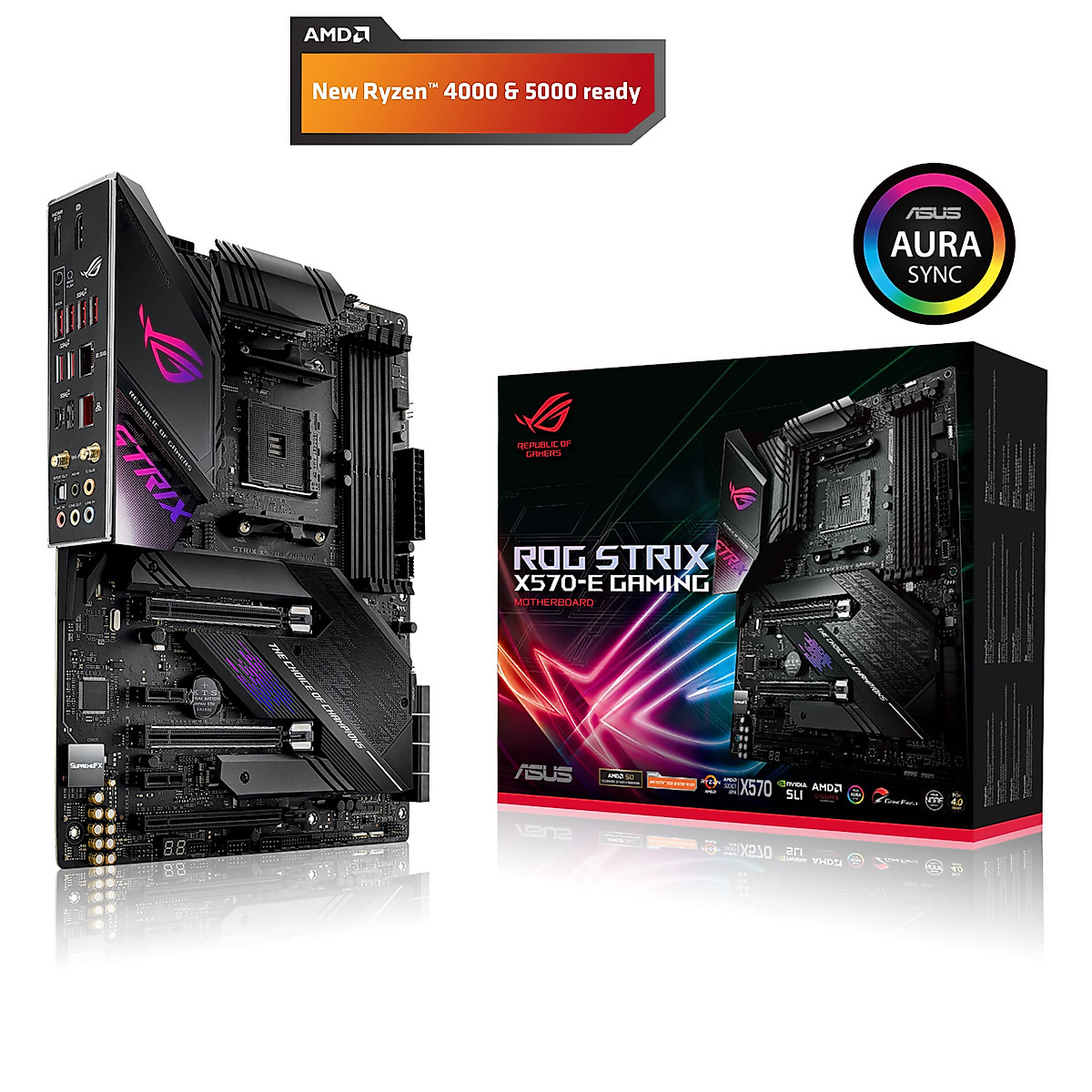 ASUS ROG Strix X570-E Gaming ATX Motherboard- PCIe 4.0, Aura Sync RGB Lighting, 2.5 Gbps and Intel Gigabit LAN, WIFI 6 (802.11Ax), Dual M.2 Heatsinks