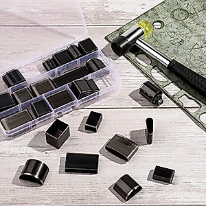 Ftyiwu 52 Shapes Style Leather Hollow Cutter Punch Tools, Leather Hole Punch Tools Set with Leather Cutter Punch and a Leather Carving Hammer, Leather Punch Cutter Tools for Handmade Leather Craft