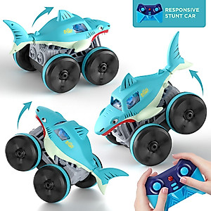 MaxTronic Remote Control Car Amphibious, 2.4 GHz 4WD 1:14 Scale All-Terrain Waterproof Remote Control Monster Truck, RC Boat Shark Car Toys for 3-12 Years Old Boys Girls