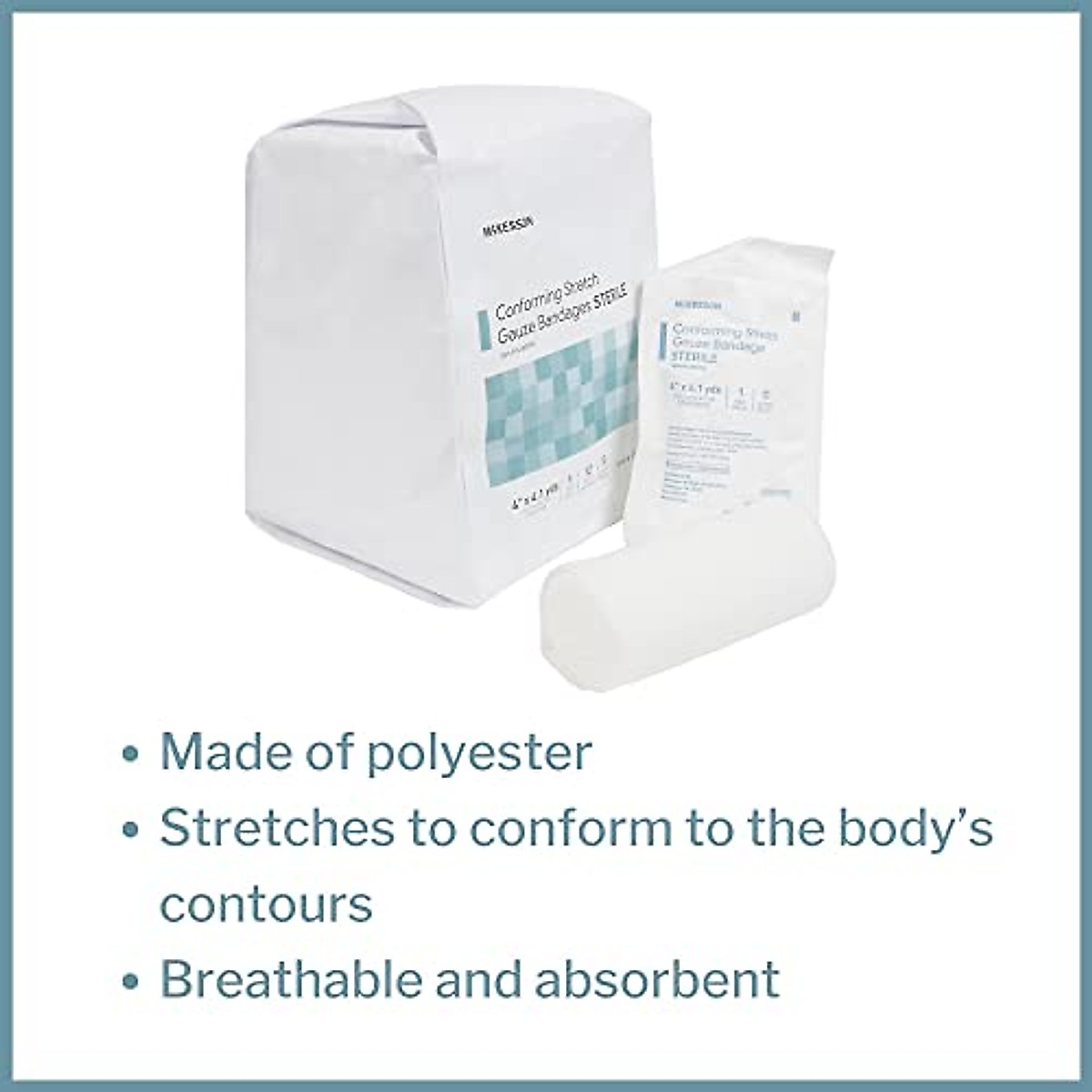 McKesson Conforming Stretch Gauze Bandages, Sterile, 4 in x 4 1/10 yd, 96 Count
