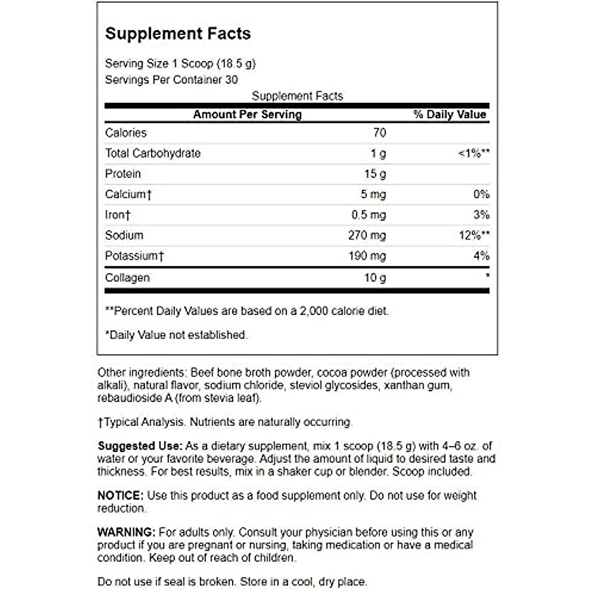 Swanson Real Food Bone Broth Collagen - Chocolate 19.5 oz Pwdr