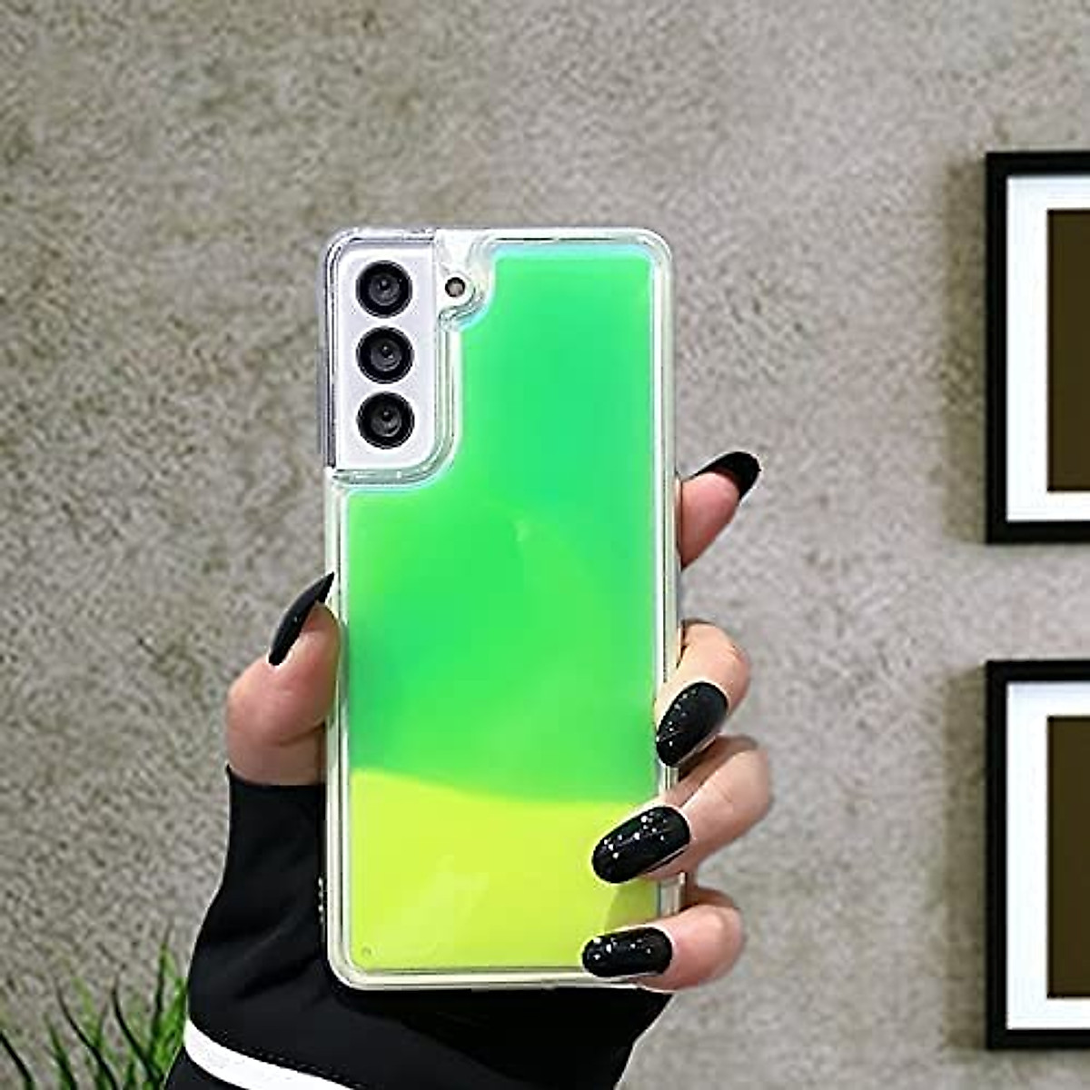 Yatchen Liquid Fluorescent Case for Samsung Galaxy S23 Ultra,Luxury Fun Glow in The Darkness Quicksand Clear Soft TPU Back Cover Luminous Shockproof Protector (Green, Galaxy S23 Ultra)