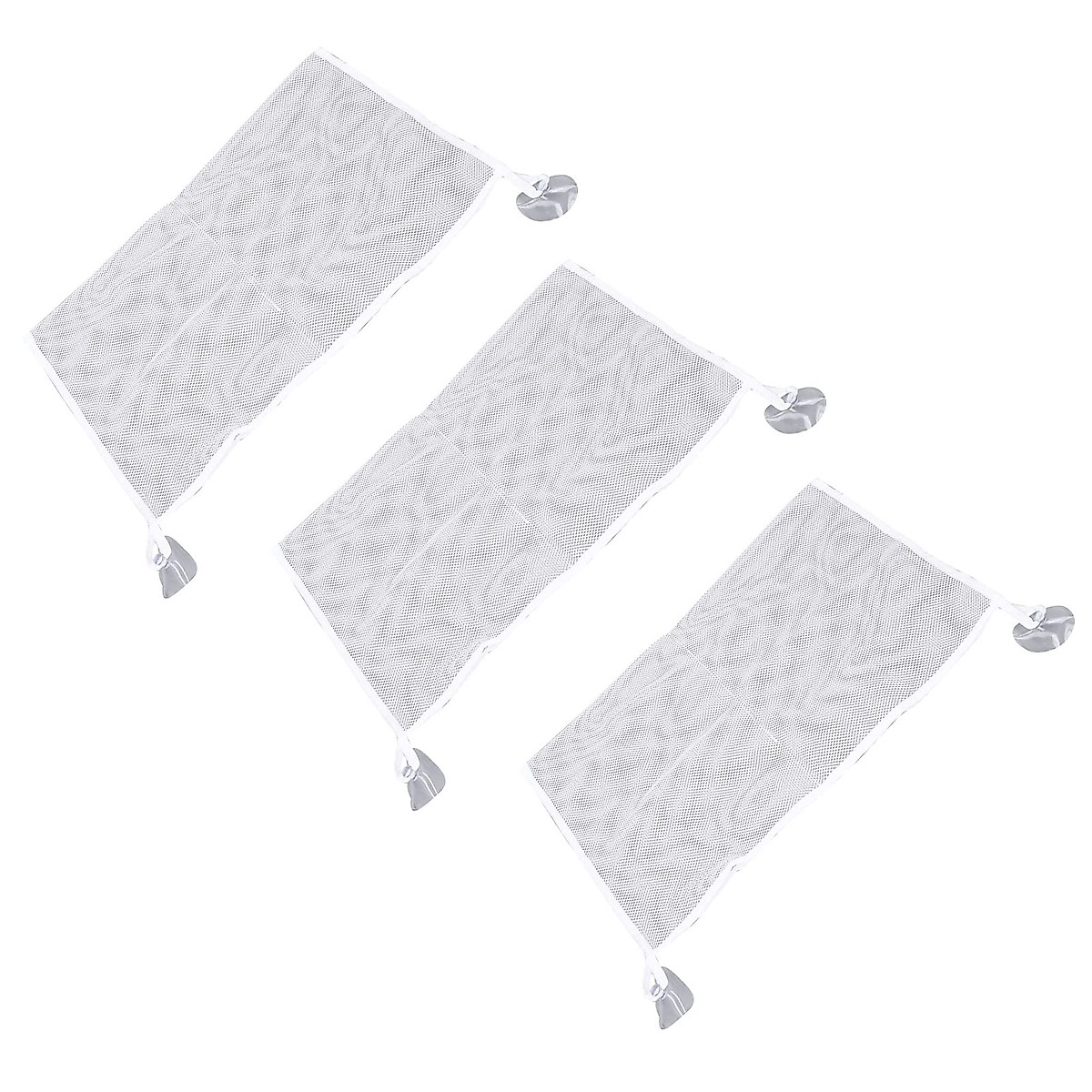 3 Pieces Bath Toy Organizer Bath Toy Holder with Strong Suction Cups and Hooks, Bathtub Toys Net Holder Organizer, Corner Shower Caddy Bag for Kids and Toddlers, Bathroom Hanging Mesh Basket