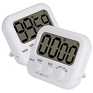 stonylab 2pk Digital Timer, 2-Pack Basic High Decibel Loud Alarm Countdown Timer Digital Timer Kitchen Timer Event Timer with Magnetic Back and Large Digits