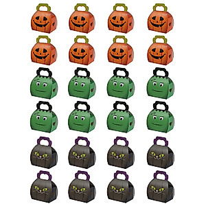Liobelon 24 Pieces Halloween Candy Boxes With Handles Halloween Treat Boxes Trick or Treat Gift Boxes Pastry Cookies Goodie Bags for Halloween Party Supplies Halloween Kids Birthday Party Gift Box