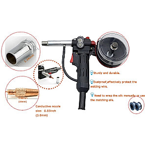 PreAsion Aluminum Spool Gun Fit Miller210 Spoolmate 3035 5M(16ft) Cable DC24V Welding Tool Welding Machine AccessoriesNot Original