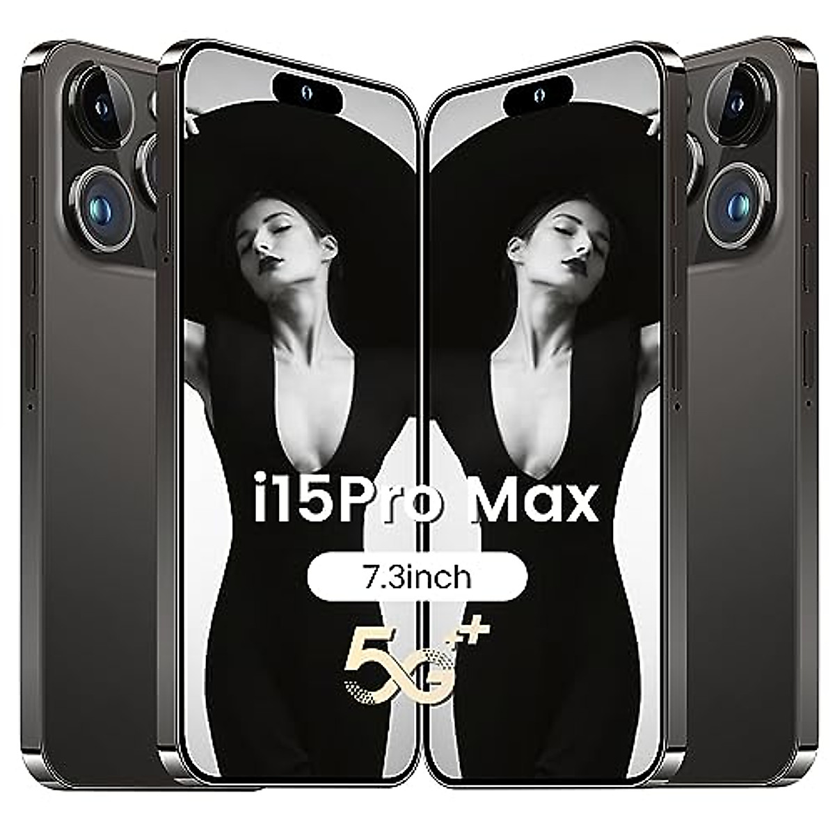 Original Unlocked Mobile Phones for i15 Pro Max, 16GB RAM 1TB ROM Global Version Smartphone, 7.3INCH HD Full Screen, Triple Camera Android Cellphones,Black-1TB