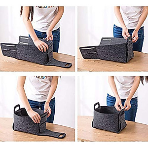 ArtTao Felt Storage Basket Collapsible & Space-Saving Storage Box Perfect for Bedroom, Kids Room, Bookshelf, Office, Closet (13.78x9.84x9.06inch) Light Grey