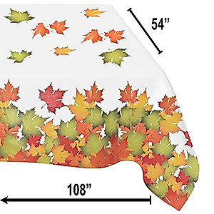 Gift Boutique 6 Disposable Thanksgiving Leaves 54" X 108" Rectangle Fall Maple Leaf Plastic Cover Party Supply Decoration for Harvest Autumn Holiday Birthday Buffet Banquet Picnic Table Cloth