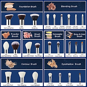 Jessup 25pcs Professional Makeup Brush Set Foundation Powder Concealer Eyeshadow Blending Blush Highlighter Natural-Synthetic Hair Brushes (Black/Silver)