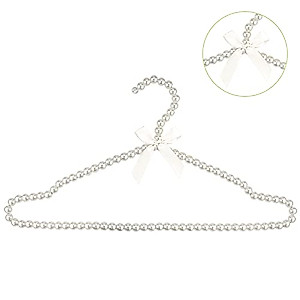 ADORILA 5 Pack Pearl Clothes Hangers, Elegant Bridesmaid Hangers, Closet Coat Storage Organizer Bowknot Standard Wedding Hangers (White)